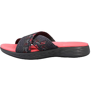 Skechers Women's On-The- Go 600-Monarch Charcoal/Hot Pink Slide Sandal 8 M US