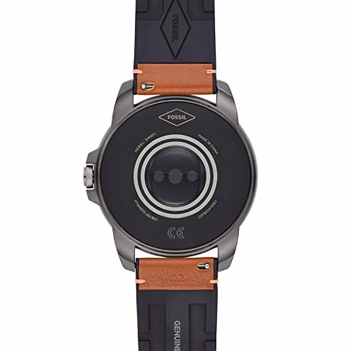Fossil 44mm Gen 5E Stainless Steel and Leather Touchscreen Smart Watch, Color: Smoke, Brown (Model: FTW4055V)