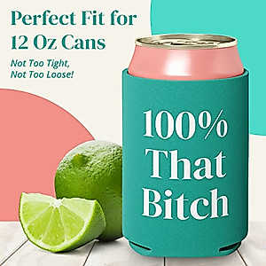 Sassy, Waterproof 100% That Turquoise Can Cooler. Durable Neoprene Beer, Soda, Water, or Other Beverage Sleeve. Novelty Drink Coolie is a Great Party or Bday Gift for Your Friend or Sister, 12 oz