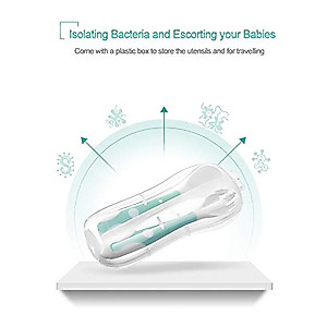 Qshare Baby Utensils Spoons with Travel Safe Case, Toddlers Feeding Training Spoon with Easy Grip and Bendable Function, Perfect Self Feeding Learning Spoons…