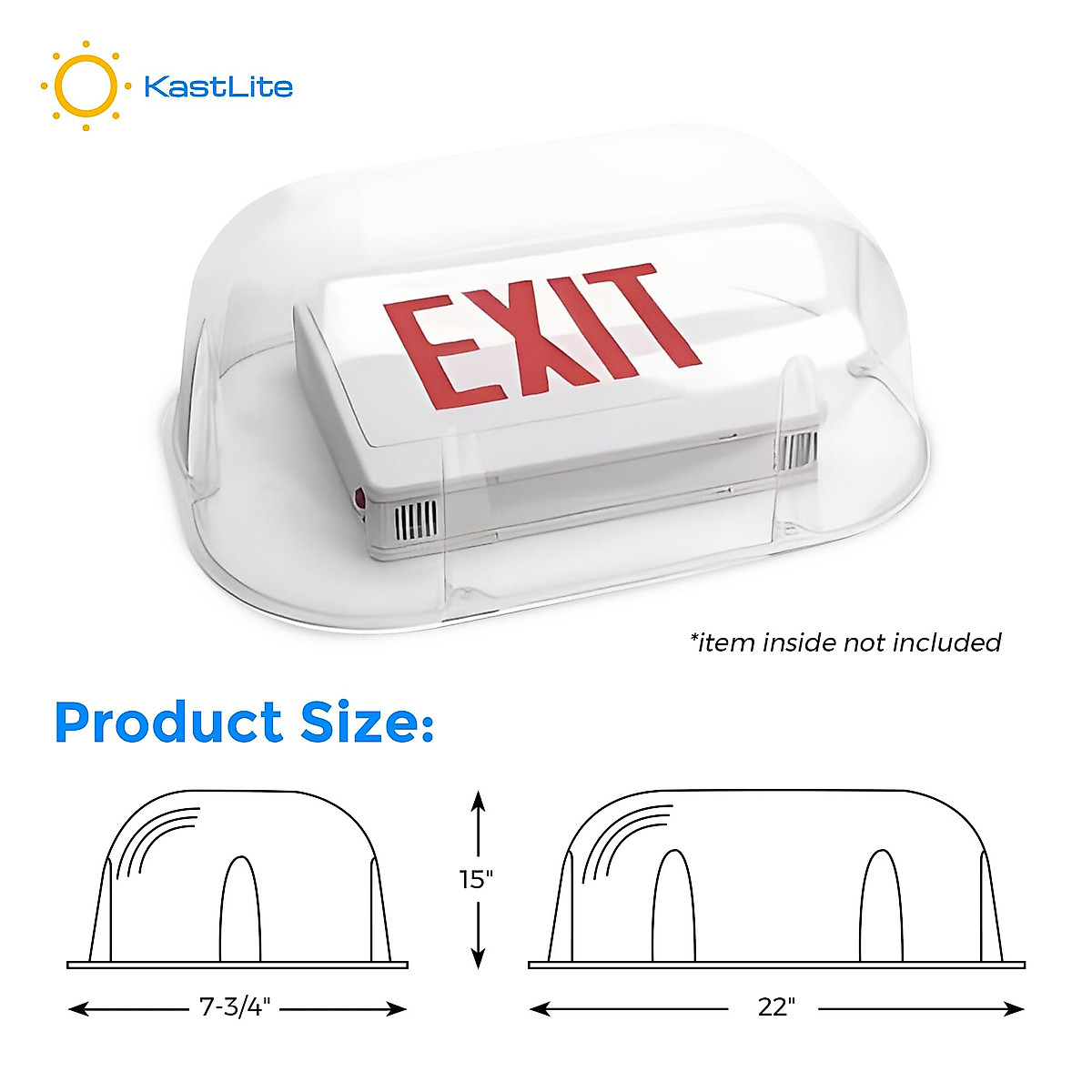 KastLite Clear Polycarbonate Emergency Exit Sign Cage - Protective Non Wire Guard Cover for Lighted Signs - Wall & Ceiling Light Damage Stopper - Outdoor Business & Home Lighting Protector (Clear, BG-1 22" x 15")