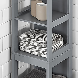 Haotian Floor Standing Tall Bathroom Storage Cabinet with Shelves and Door,Linen Tower Bath Cabinet, Cabinet with Shelf, Grey FRG126-SG