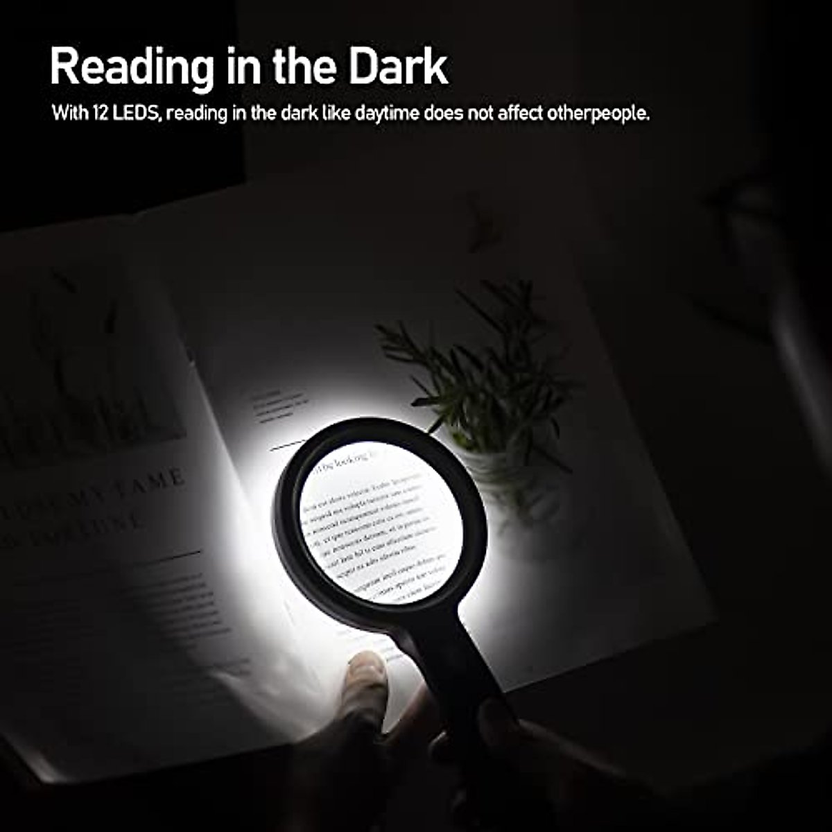 Magnifying Glass with Light, 10X Handheld Large Magnifying Glass 12 LED Illuminated Lighted Magnifier for Macular Degeneration, Seniors Reading, Soldering, Inspection, Coins, Exploring