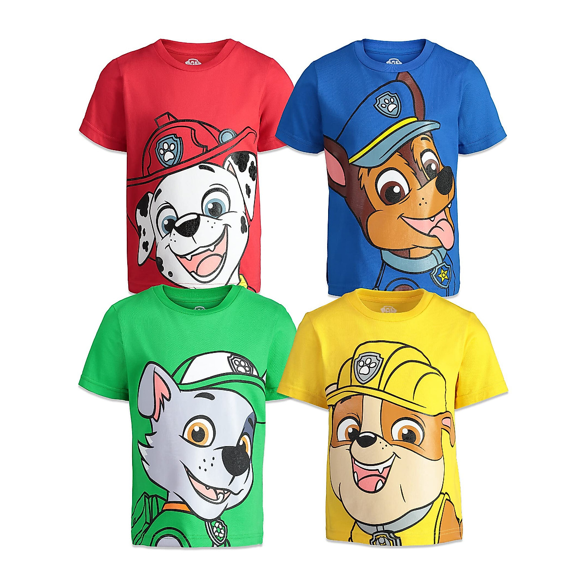 Nickelodeon Paw Patrol Marshall Rubble Rocky Chase Toddler Boys 4 Pack Graphic T-Shirts Chase, Marshall, Rubble & Rocky 3T