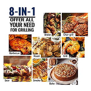 Z GRILLS Wood Pellet Grill BBQ Smoker for Outdoor Cooking with Meat Probe and Cover, ZPG-7002B Black