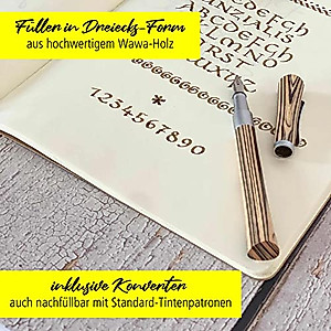 Online calligraphy fountain pen Newood │ calligraphy pen │ natural Wawa wood in black │ 3 stroke widths 0.8 1.4 and 1.8 mm │ set including one ink jar with brown ink (15ml) │ for Bullet Journal etc.