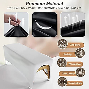 KULLAMEE 2pcs White Lash Bed Cover Fitted for 6FT Lash Table or Massage Bed Lash Extension Bed Spandex Bed Cover (White/Cream 2)