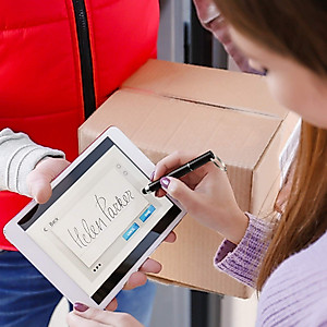 6 Pieces Mini Stylus Pen with Keyring Loop Bullet Capacitive Stylus Pen Keychain Stylus Tablet Pen and 12 Pieces 1.0 mm Black Refills with Bullet-Shaped for Signature Portable Touch Screen