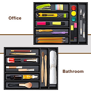 Large Kitchen Utensil Drawer Organizer Wood Silverware Tray Cutlery Bamboo Drawer Organizer 16" x 12.6" Wooden Cutlery Tray Best Flatware Organizer Utensil Tray Black Silverware Drawer Organizer