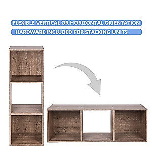 PACHIRA E-Commerce US 3-Tier Open Storage Shelf, Modern Cubby Organizer or Bookcase Cabinet for Living Room Bedroom Office Dorm Room Kids Room, Rustic Brown Oak