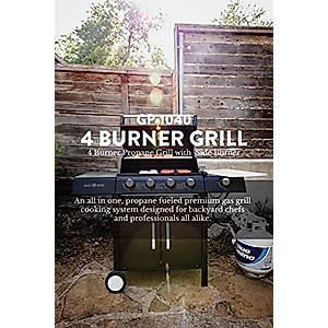 Gas One 4 Burner Gas Grill – Premium Propane Grill with Side Burner – Outdoor Grill Cabinet Style with Wheels - High-Temperature Paint Coating Gas BBQ Grill – Elegant and Luxurious Design