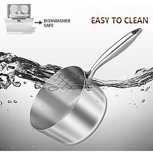 LOLYKITCH Tri-Ply Stainless Steel Saucepan Set-1QT & 2QT with Lids,Induction Sauce Pots,Pots and Pans Set,Oven and Dishwasher Safe.