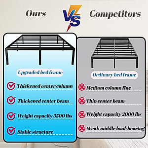 Chezisam 18" High California King Size Bed Frame Heavy Duty Metal Platform Bed Can Hold 3500lbs Cal King Mattress Base with Underbed Storage Space No Box Spring Needed