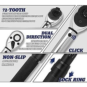 UYECOVE 1/2-Inch Drive Click Torque Wrench, Dual-Direction Click Professional, 10-160FT-LB/13.6-217Nm, Dual Range Scales Graduated in FT.LB and N.M
