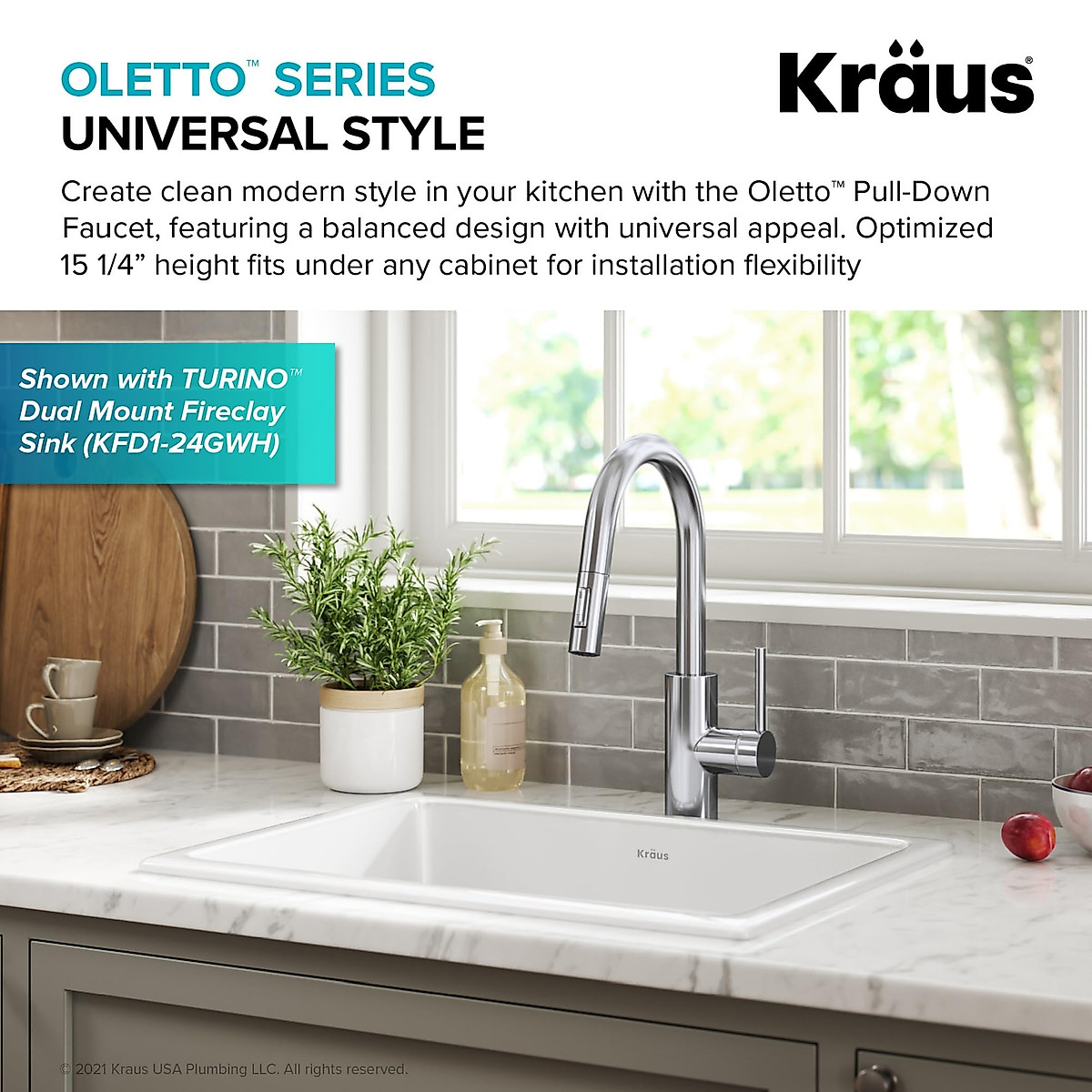 Kraus KPF-2620CH Oletto Single Lever Pull Down Kitchen Faucet, 16 Inch, Chrome (Pack of 4)