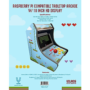 Vilros Tabletop Retro Arcade Cabinet with 10" HD Display - Compatible with Raspberry Pi