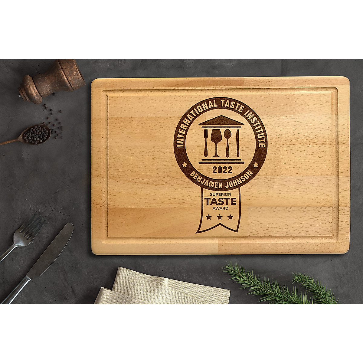 Personalized Wood Cutting Board, Best Friend Gifts, Chef Award, International Superior Taste Award, Customizable Anniversary and Birthday Gift for Women or Men, Cooking Handmade Gift, Taste Institute