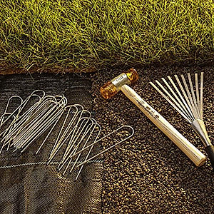 GardenMate 50-Pack Anti-Rust 6 Inch 11 Gauge Round-Top Heavy-Duty U-Shaped Garden Securing Stakes/Spikes/Pins/Pegs - Hot Dipped Galvanized Sod Staples for Anchoring Landscape Fabric