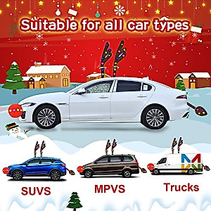 EALEBE Kooboe Car Reindeer Antlers & Nose Decorations, Christmas Antlers Car Kit with LED Lights Jingle Bell Nose and Tail for Truck, Decorate Any Vehicle, Xmas Gift Set