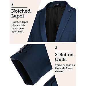 COOFANDY Mens One Button Sport Coat Regular Fit Casual Blazer Jacket Formal Dress Jacket Blazer (Blue M)