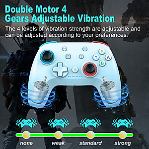 FLIEEP Switch Controller - Wireless Switch Controller for Nintendo Switch/Switch OLED/Switch Lite with Macro Button, 3 Levels Turbo Function, 4 Levels Adjustable Vibration, Six-Axis Motion Control