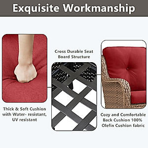 Rilyson Outdoor Loveseat Wicker Patio Sofa - 2 Seat Rattan Outdoor Couch Patio Furniture with Deep Seating and Comfortable Cushions for Porch Deck Balcony(Yellow/Red)