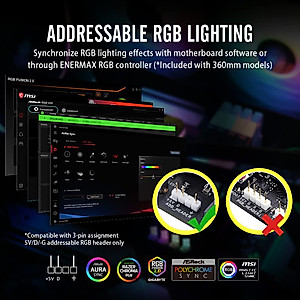 Enermax Liqmax III 360 A-RGB AIO CPU Liquid Cooler - 360mm Radiator, 120mm ARGB PWM Fan, for Intel LGA1700/AMD AM5, 5 Year Warranty