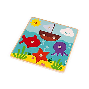 Janod I Am Learning to Screw Wood Activity Game - Aquatic Sea Life