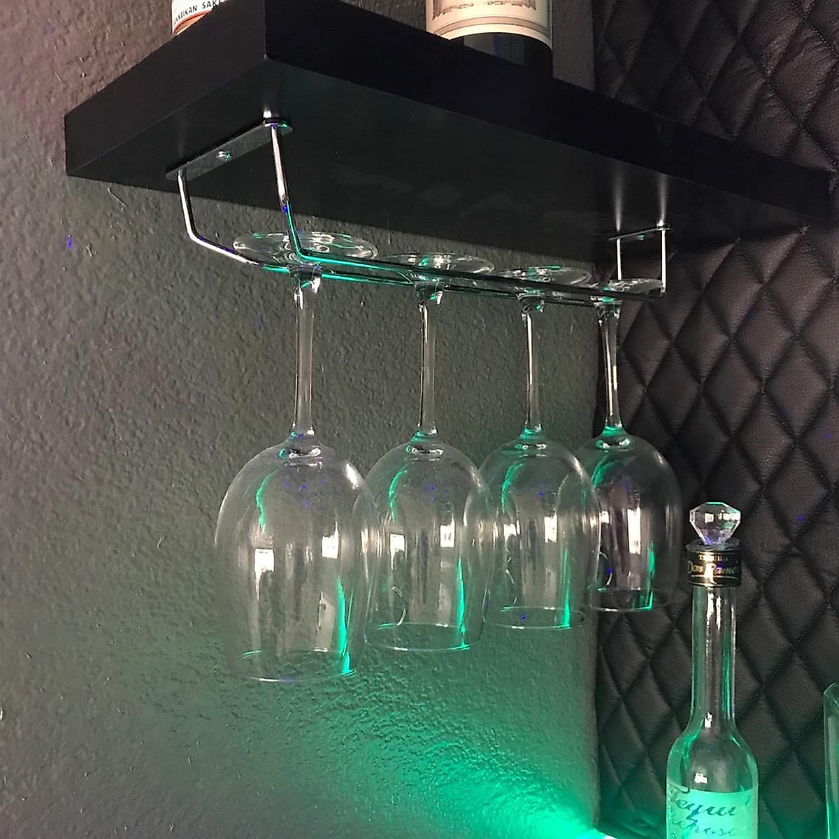 14-Inch Gold Wine Glass Rack, Under Cabinet Wine Glass Holder Stainless Steel Stemware Rack - Hanging Stemware Holder for Cabinet Kitchen Bar, Set of 2