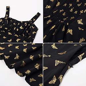 Belle Poque Black Butterfly Print A-line Swing Wedding Guest Cocktail Party Christmas Dresses 1950s Vintage Sleeveless Dress XL