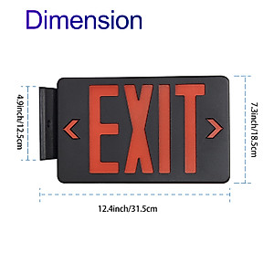 TANLUX Black Exit Sign, LED Emergency Exit Light with Battery Backup, UL Listed, AC 120/277V, Exit Signs with Emergency Lights, Commercial Emergency Lights for Business - 1 Pack