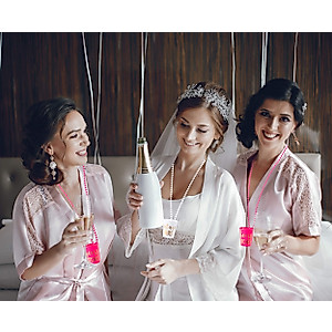 Juvale 6 Pack Pink Bachelorette Shot Glass Necklace, Cheers B*tches and Future Mrs Themed Party Favors (30 In)