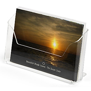 Displays2go Postcard Holders for Tabletop, Fits 6 x 4 Inch Cards, Set of Twenty – Clear (LHPCLAND)
