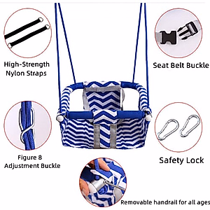 Toddler Baby Swing Seat with Heavy Duty Rope Play Secure Kids Swing Set, Secure Soft Canvas with Seat Belt for 6Months-14Years Old