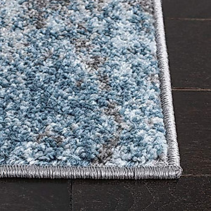 SAFAVIEH Tulum Collection 10' Square Grey/Blue TUL207F Modern Abstract Non-Shedding Living Room Bedroom Dining Home Office Area Rug