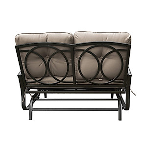 Kozyard Cozy Two Rocking Love Seats Glider Swing Bench/Rocker for Patio, Yard with Soft Cushion and Sturdy Frame (Beige)