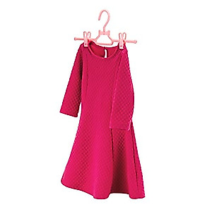 HANGERWORLD 11.8inch Kids Toddler Baby Pant and Skirt Hangers with Clips Swivel Hook (10 Pack, Pink)