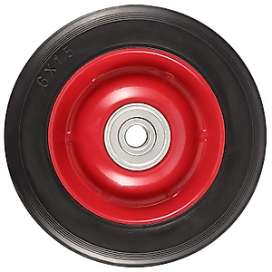 FUNSUEI 4 Pack Solid Rubber Flat Free Tire, 6 Inch x 1.2 Inch Hand Truck Wheel, Solid Rubber Wheel with Ball Bearing and 5/8 Inch Axle Diameter, 350 lbs Capacity