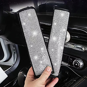 Bling Seat Belt Covers for Women, 2-Pack Shiny&Comfortable Rhineston Car Seat Belt Shoulder Pads Set, Glitter Crystal Bling Car Accessories (Bling-002)