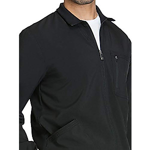 Cherokee Men's Zipper Warm-Up Jacket with Side Panels and Collar Cuffs CK305A, L, Black