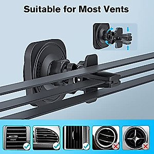 OHLPRO Magnetic Wireless Car Charger Mount, Compatible with MagSafe Car Charger 15W Fast Charging Air Vent Mount Clip or Stick on Dashboard,for iPhone 14/13/12 Series Phone Holder