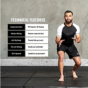 Jiu Jitsu BJJ Rash Guards, Men’s BJJ, No GI, MMA Ranked Short Sleeve Compression Base Layer Rash Guard (White, X-Large)