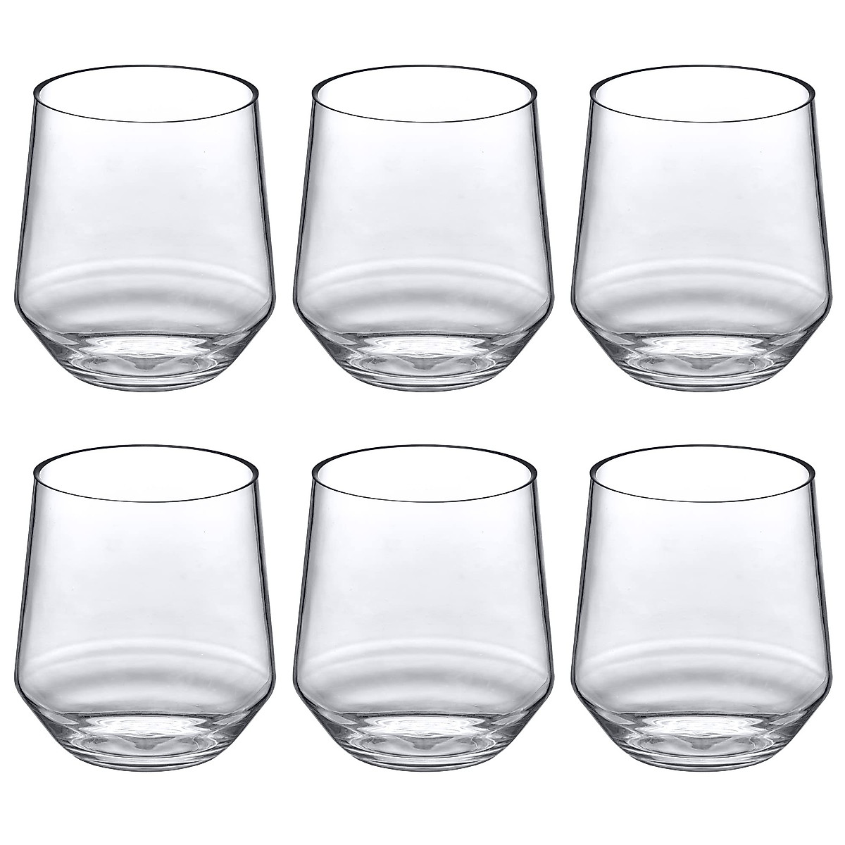 Amazing Abby - Sammy - 14-Ounce Unbreakable Tritan Wine Glasses (Set of 6), Plastic Stemless Wine Tumblers, Reusable, BPA-Free, Dishwasher-Safe, Perfect for Poolside, Outdoors, Camping, and More