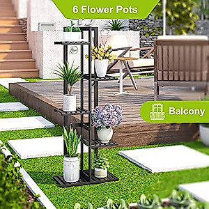 BMOSU Plant Stand For Indoor Corner Tall Plant Shelf 6 Potted Flower Bamboo Plant Stands Holder Shelf Plants For Outdoor Plant Rack Potted Plant Holder Display Rack For Living Room Balcony Bedroom(Black)