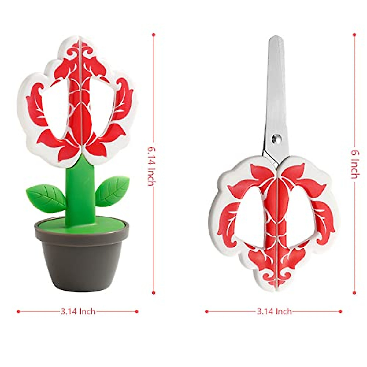 Kids Craft Scissors,Novelty Flower Design Stainless Steel Student Scissors for School 6 Inch All Purpose Left Handed Office Scissors with Blunt Tip-Morning Glory
