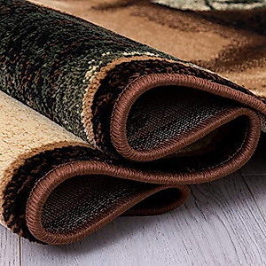 Champion Rugs Rustic Lodge Cabin Decor Elk Deer Fern Pine Trees Area Rug (3 Feet 10 Inch X 5 Feet 2 Inch)