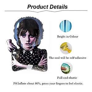 GeRRiT Wednesday Aluminum Film Balloon Birthday Party Decoration, Addams Family Birthday Party Decorations,Birthday Theme Party Decoration 18 Pcs, Package 1