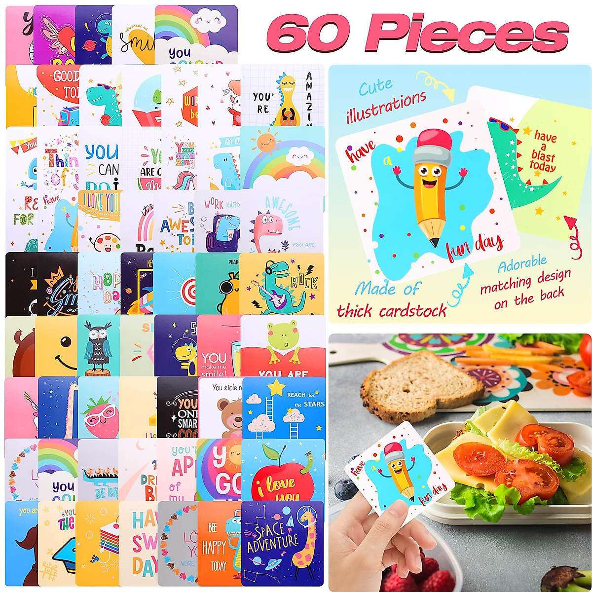 77 Pieces Bento Box Lunch Box Kit Large Pink Insulated Lunch Bag 3 Layer Stackable Leakproof Lunch Box Containers with Cup,Lunch Bag,Spoon,Fork,60 Pieces Lunch Box Notes for Girl Women (Rose Red)