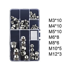 50Pcs Acorn Dome Cap Head Assortment Kit 304 201 316 Stainless Steel Hexagon Decorative Cap Acorn Cap