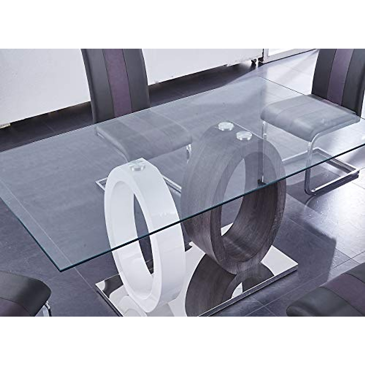 Global Furniture USA White/Grey Dual Oval Base Dining Table